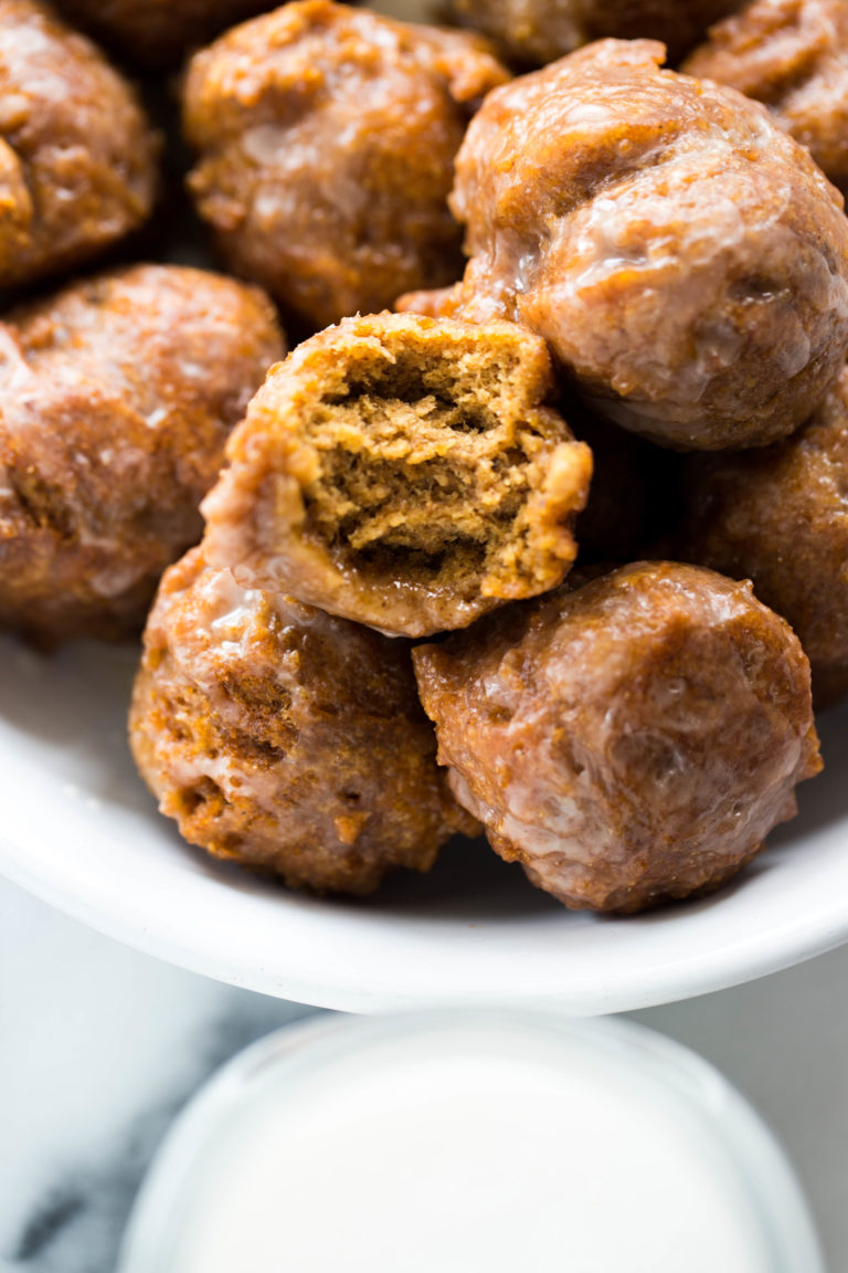 BUTTERNUT SQUASH DOUGHNUT HOLES WITH COCONUT GLAZE - Taste of Yummy